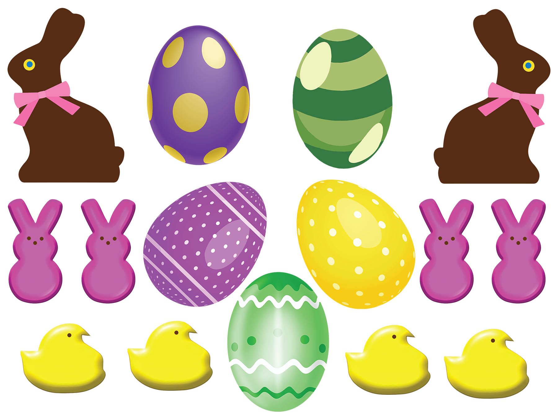 Easter Eggs, Peeps, Chocolate Bunnys Pack - Vibeprint